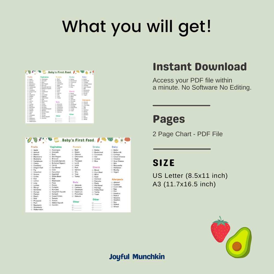 Printable Infant First Food List, Baby Led Weaning Checklist, Solids ...