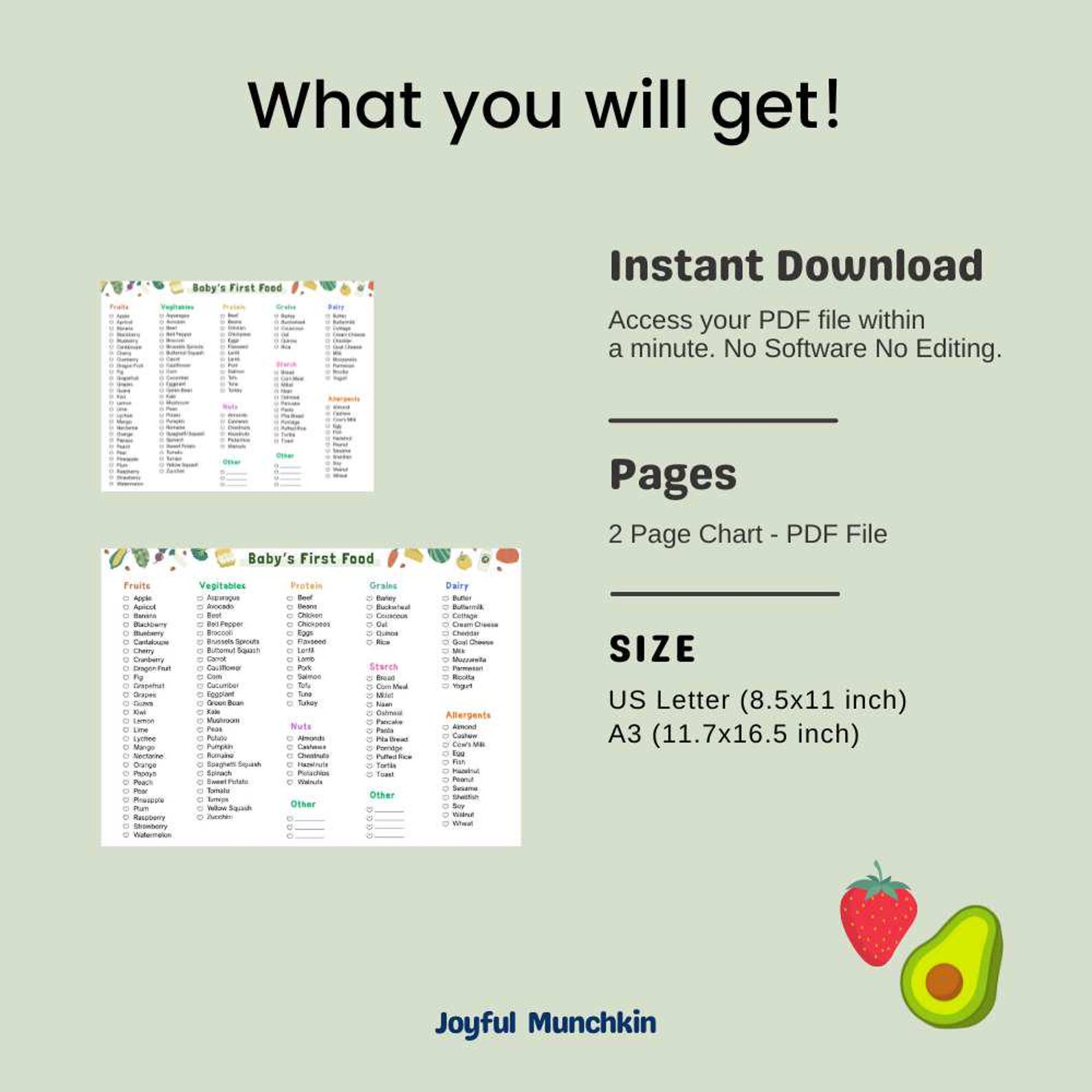 Printable Infant First Food List, Baby Led Weaning Checklist, Solids ...