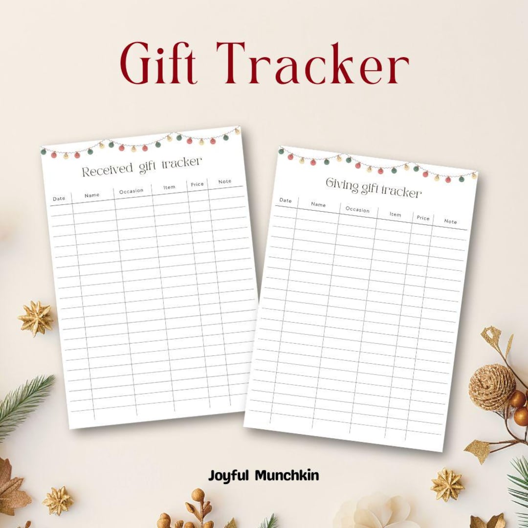 Christmas Gift List Tracker, Printable Christmas Gift Check List ...