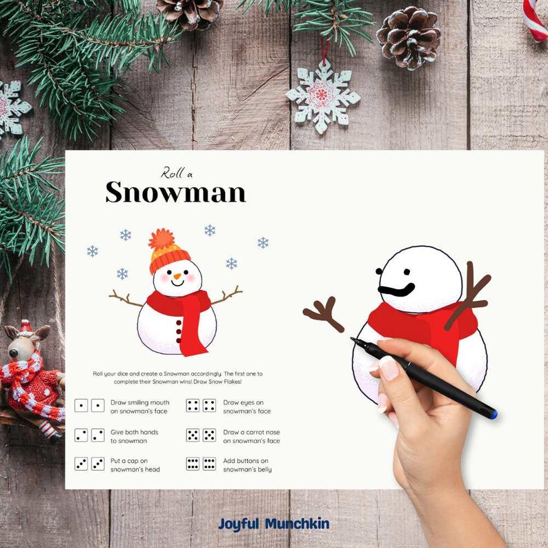 Roll A Snowman Game | Printable Christmas Game | Winter Activity for ...