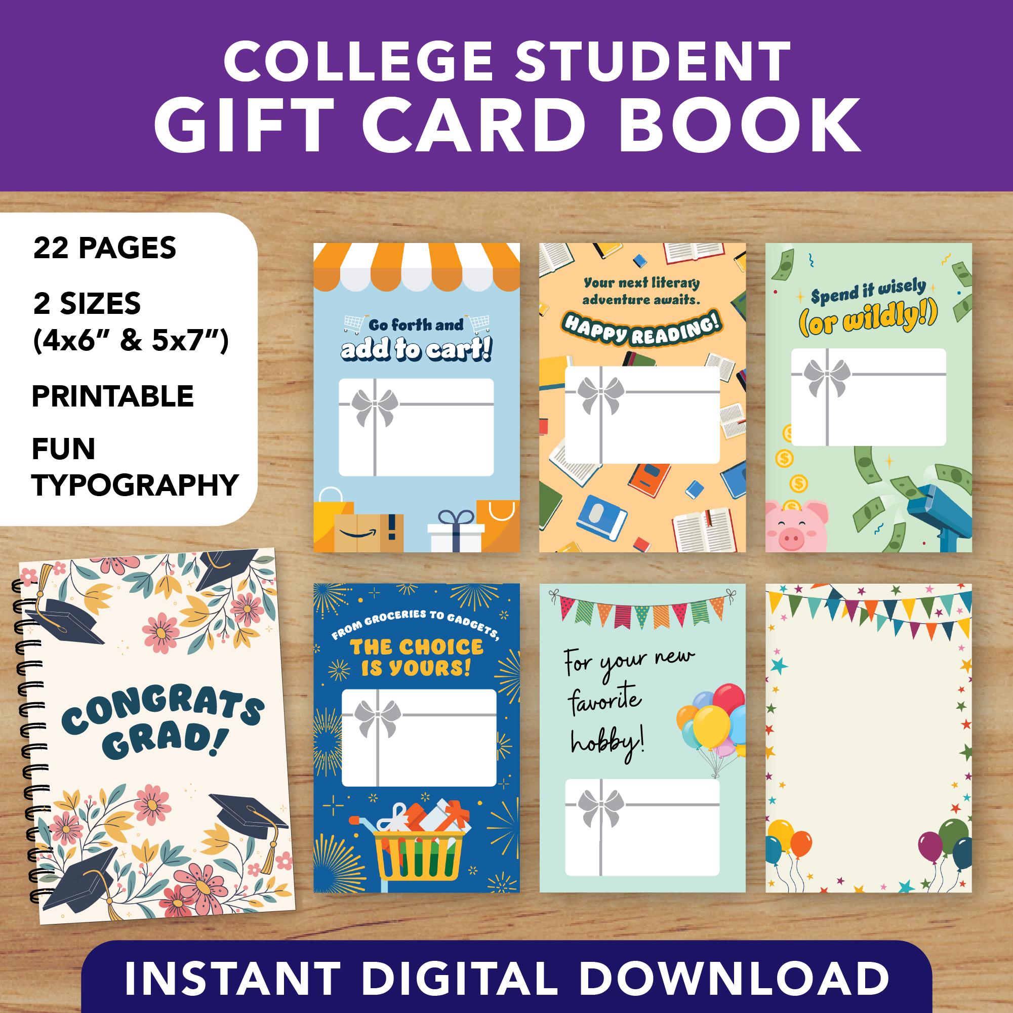 Printable College Grad Gift Card Book, Fun Typography (digital Download ...