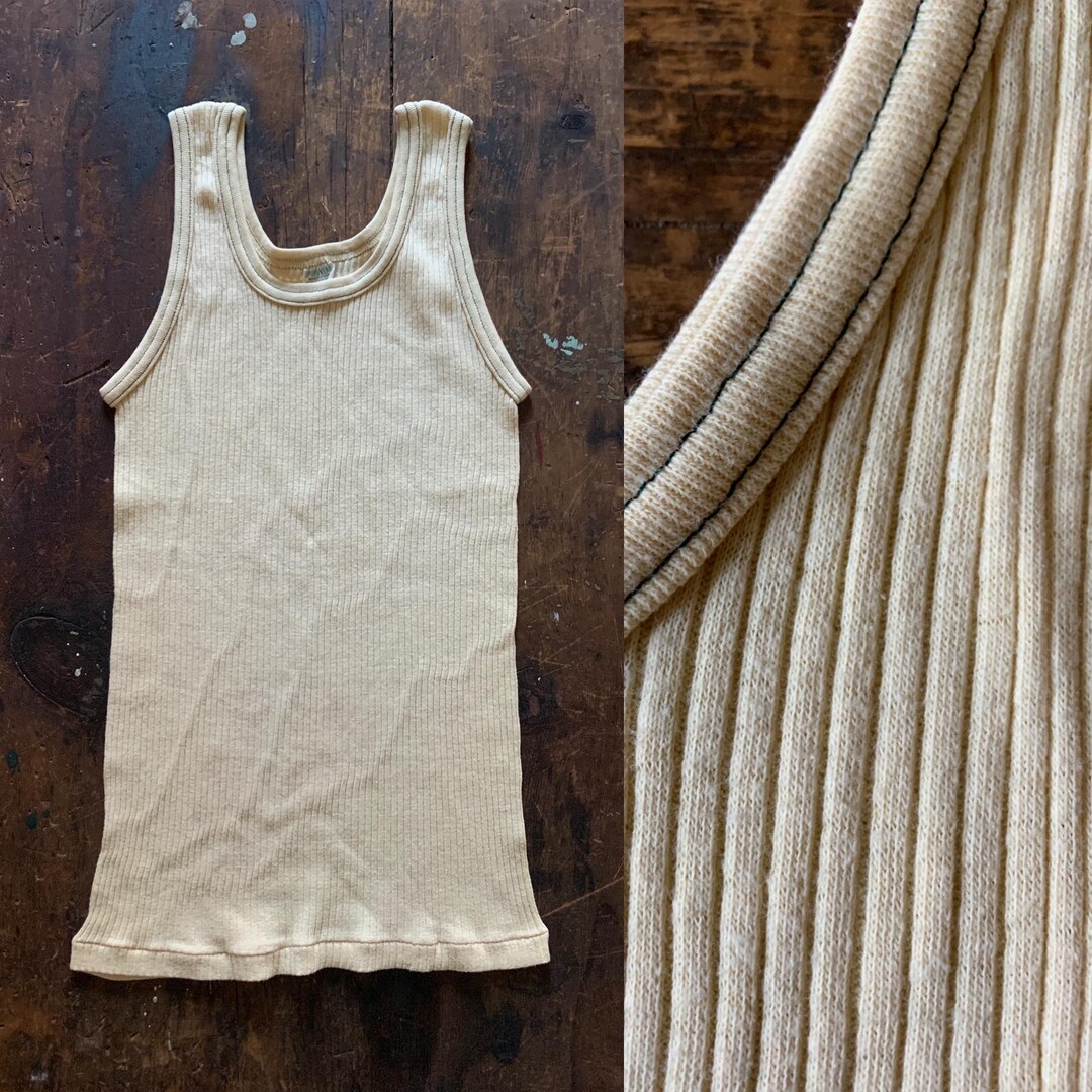 Vintage 1970s Tan Ribbed Cotton Skinny Tank Top XS - Etsy