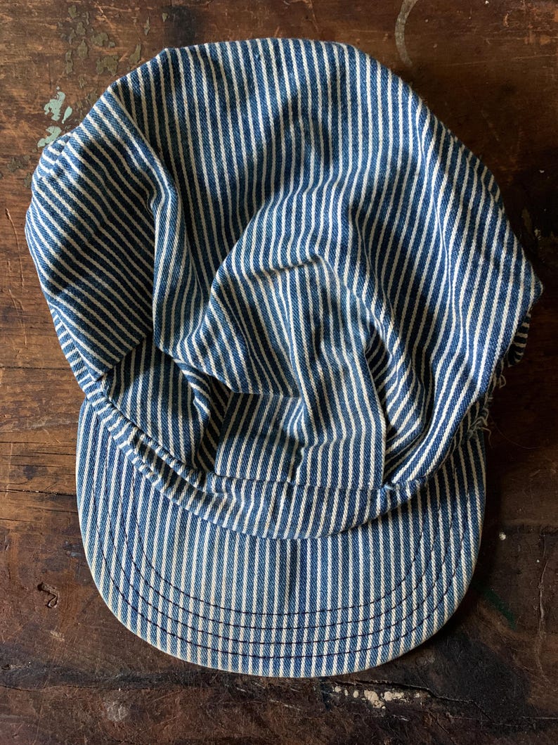 Vintage Hickory Stripe Denim Railroad Engineer Caps Hats - Lot of (5 ...