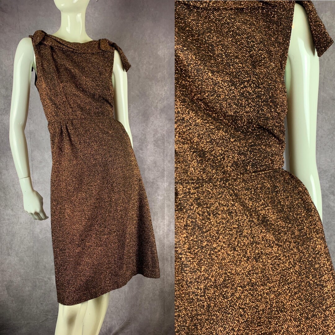 Vintage 1950s 60s Copper Metallic Glam Bombshell Cocktail Dress 36 Bust ...