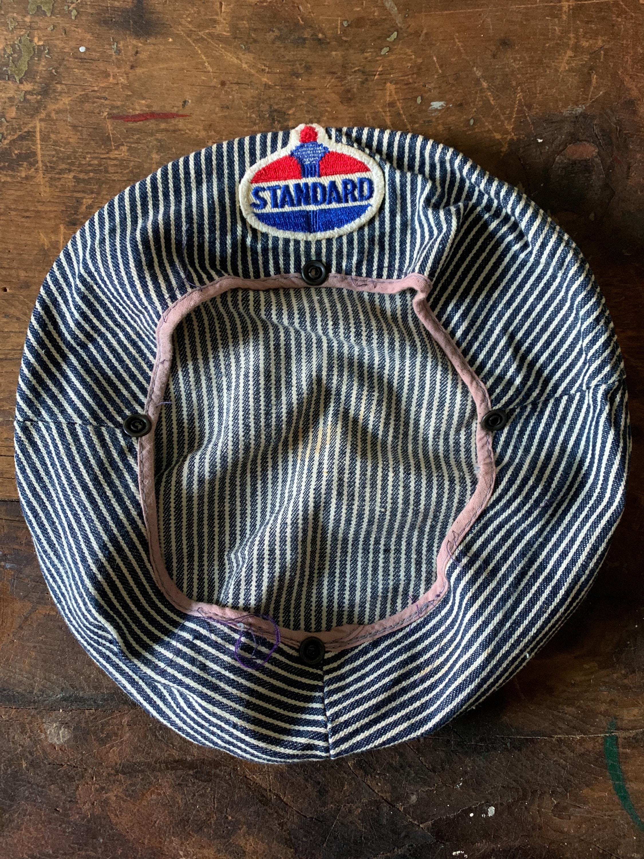 Vintage Hickory Stripe Denim Railroad Engineer Caps Hats - Lot of (5 ...