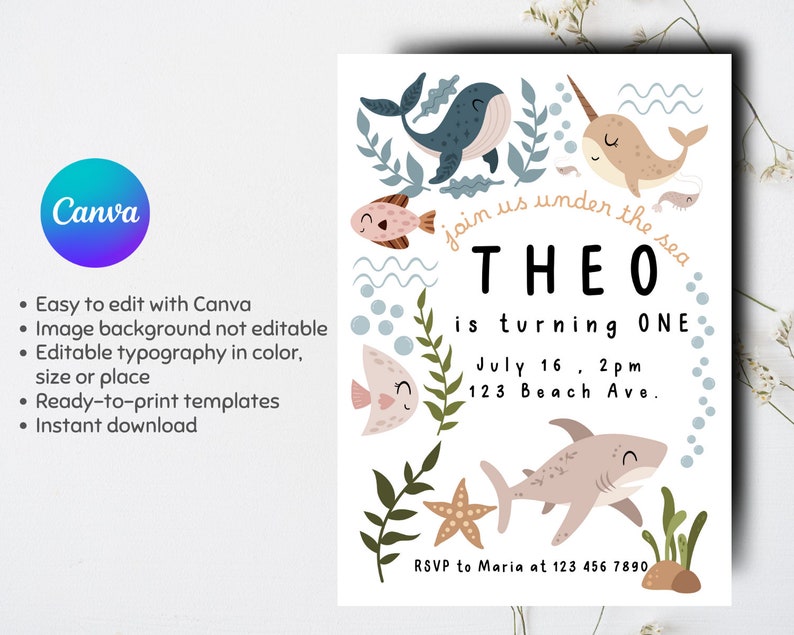 Under the Sea Invite, Sea Animals, Sea Creatures, Party Favors, Party ...