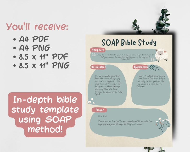 SOAP Bible Study Printable Template SOAP Method Bible Study Journal ...