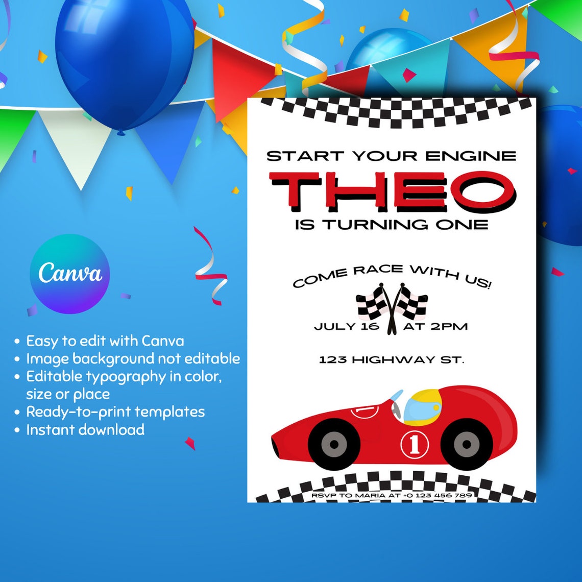 Race Car Invitation, Car Kids, Racing, Race Car Party, Race Invite ...