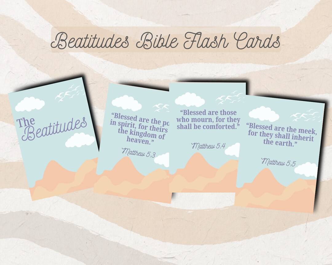 Bible Beatitudes Flash Cards Bible Beatitudes Memory Card Bible Memory ...
