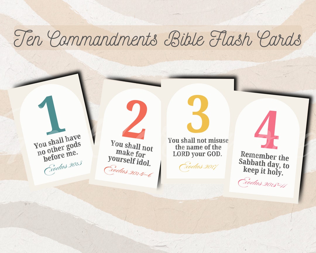 10 Commandments Flash Cards 10 Commandments Memory Cards Bible Memory ...