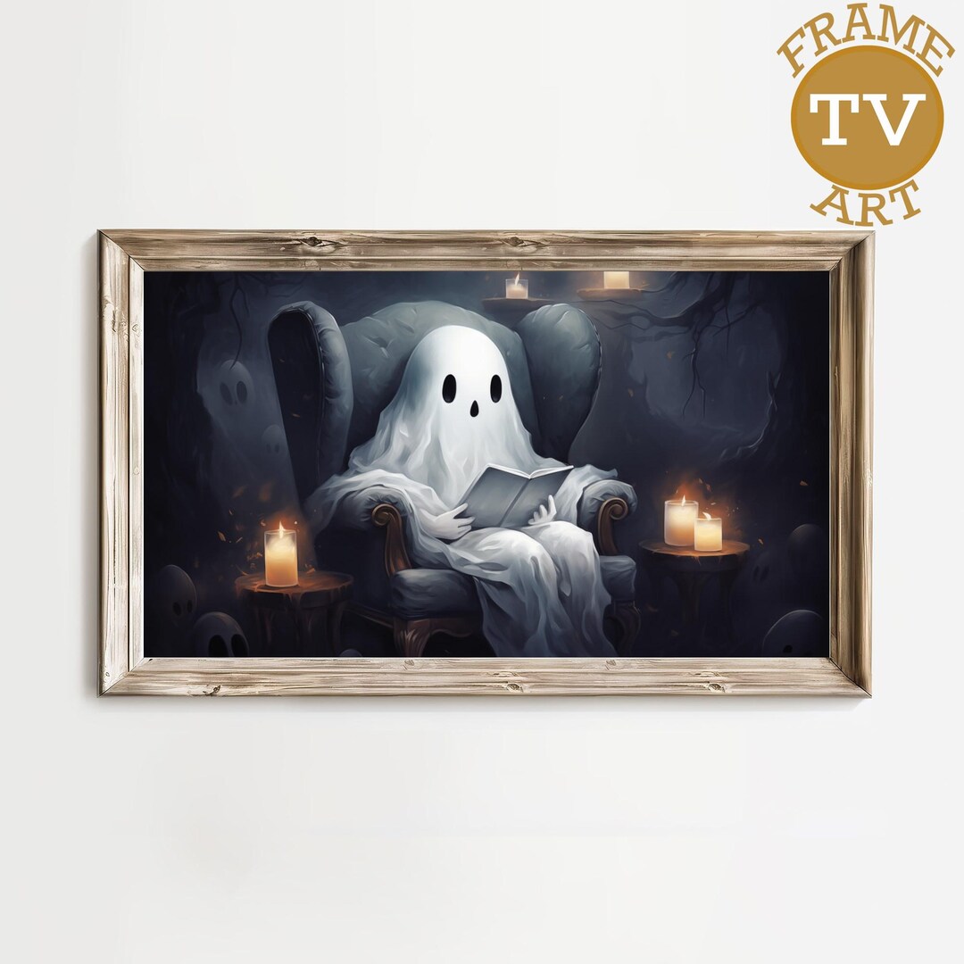 Halloween Ghost Reading a Scary Bedtime Story Frame TV Art Scary Ghost ...