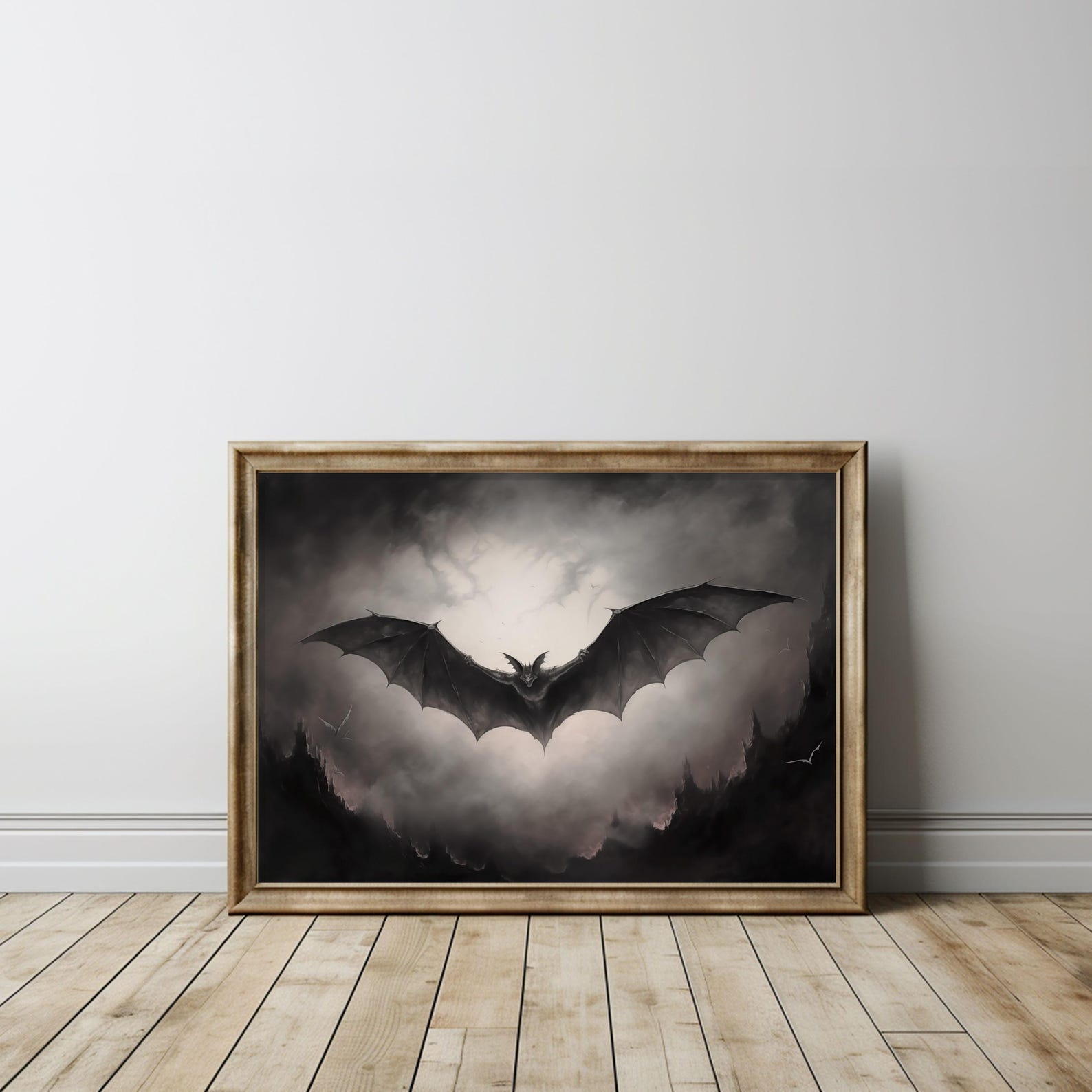 Halloween Bat Decor Dark Magic Wall Art Scary Vampire Bat Digital ...