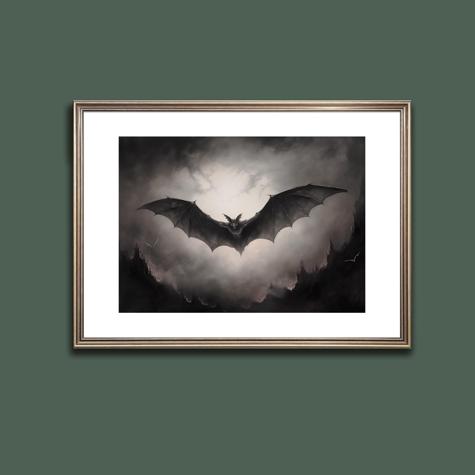 Halloween Bat Decor Dark Magic Wall Art Scary Vampire Bat Digital ...