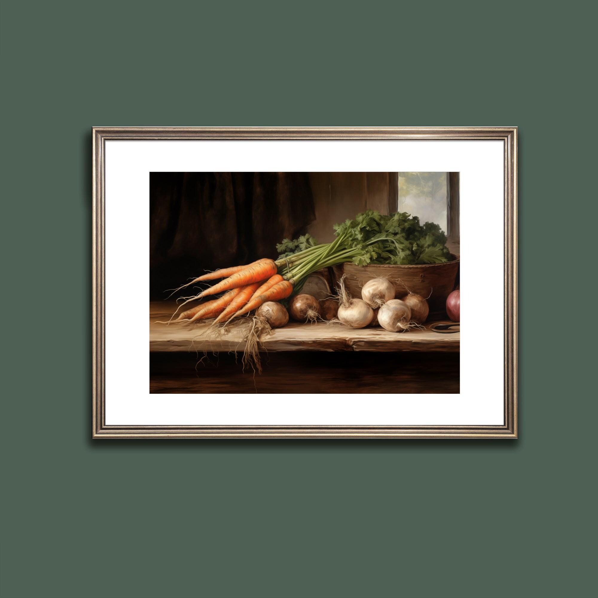 Vegetable Harvest on a Farmhouse Kitchen Table, Printable Wall Art ...