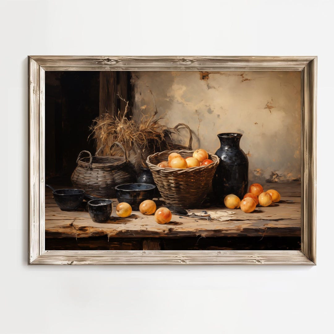 Autumn Fruit on the Farmhouse Kitchen Table, Printable Wall Art, Apple ...
