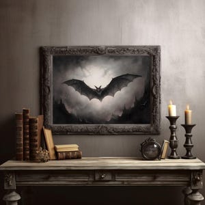 Halloween Bat Decor Dark Magic Wall Art Scary Vampire Bat Digital ...