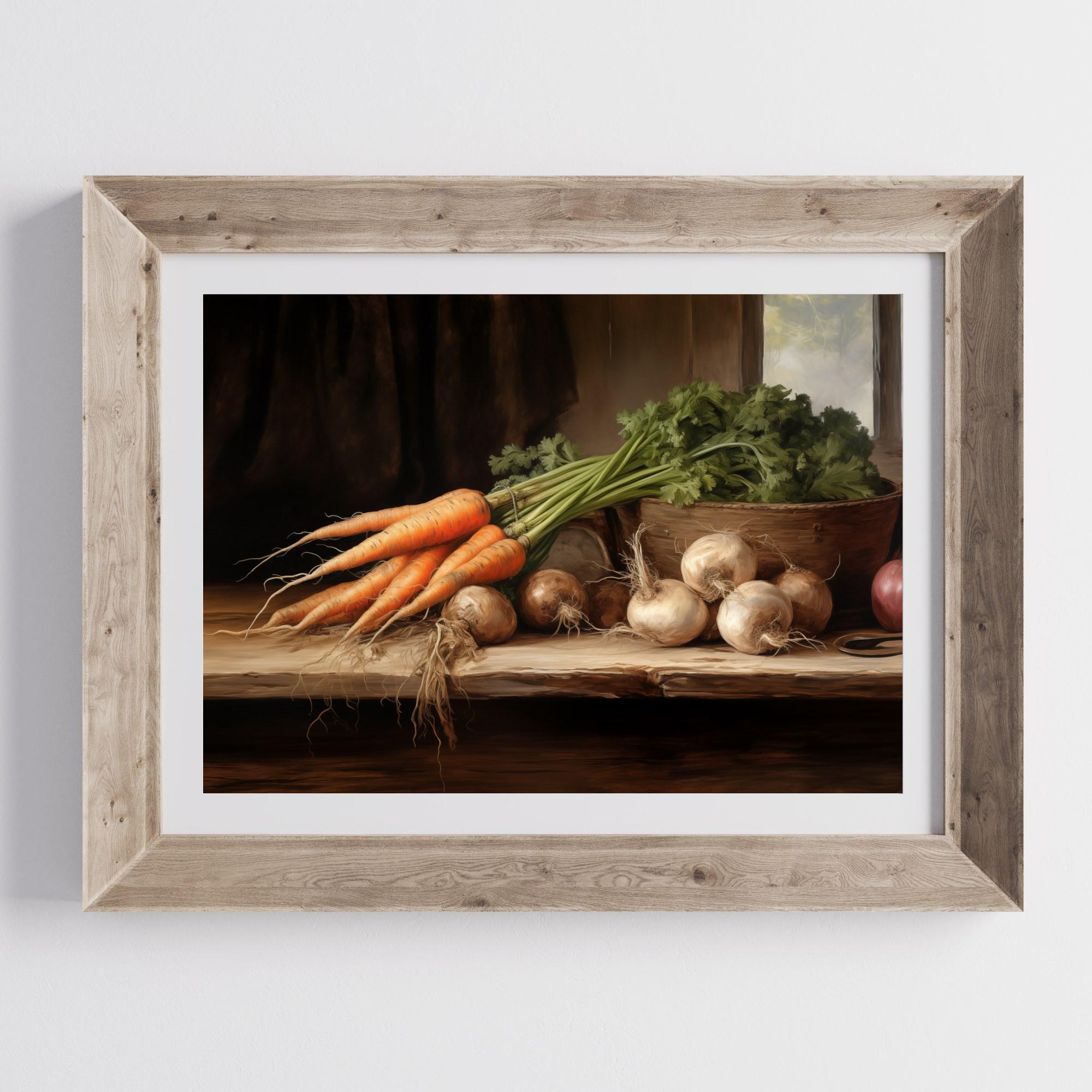Vegetable Harvest on a Farmhouse Kitchen Table, Printable Wall Art ...