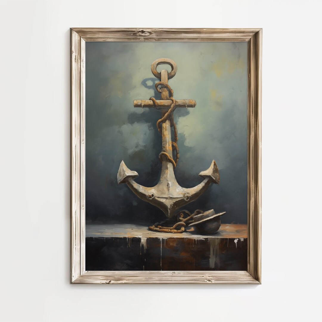Ships Anchor Digital Download Printable Dark Wall Art Coastal Charm ...