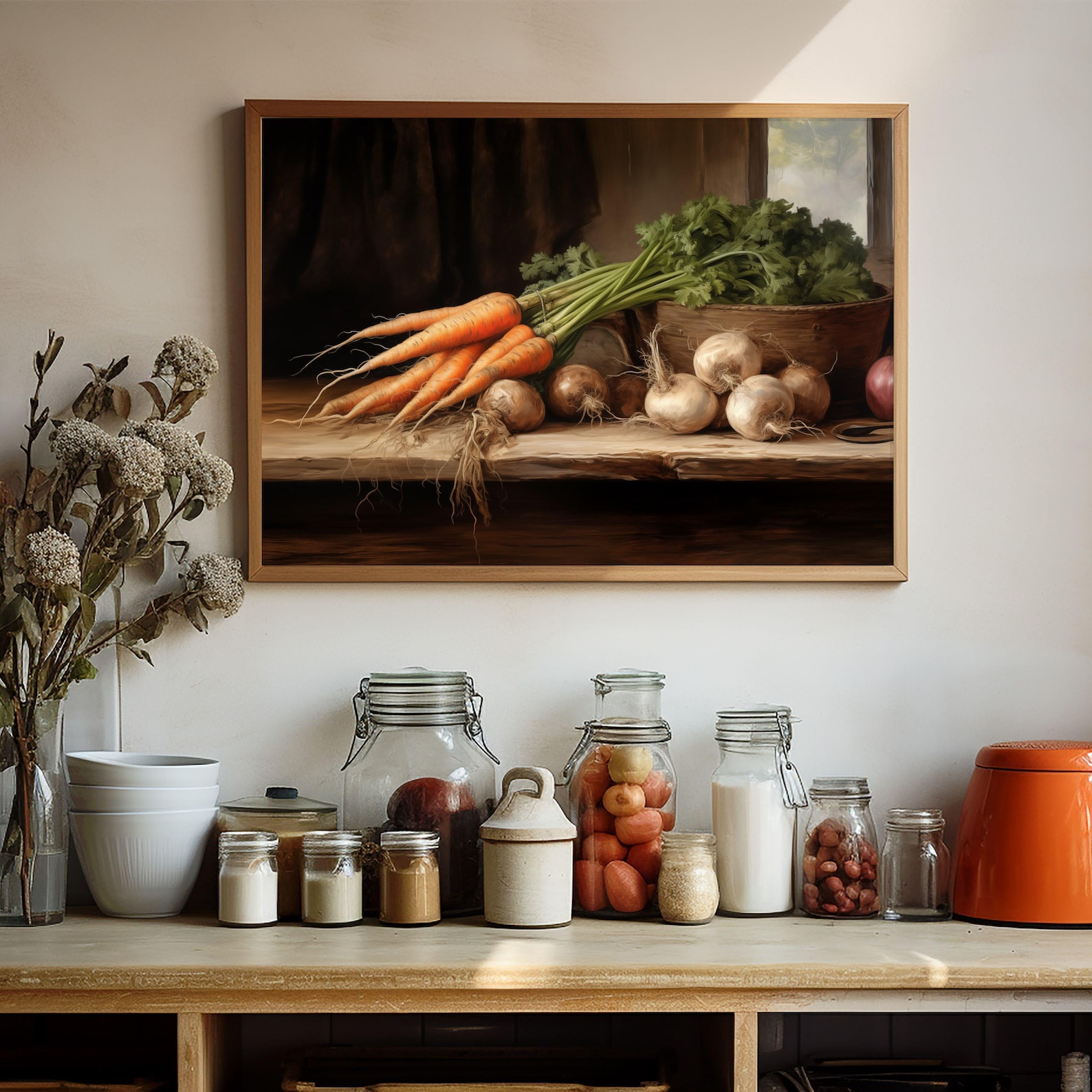 Vegetable Harvest on a Farmhouse Kitchen Table, Printable Wall Art ...