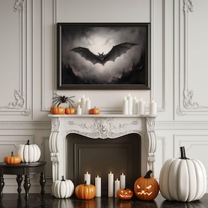 Halloween Bat Decor Dark Magic Wall Art Scary Vampire Bat Digital ...
