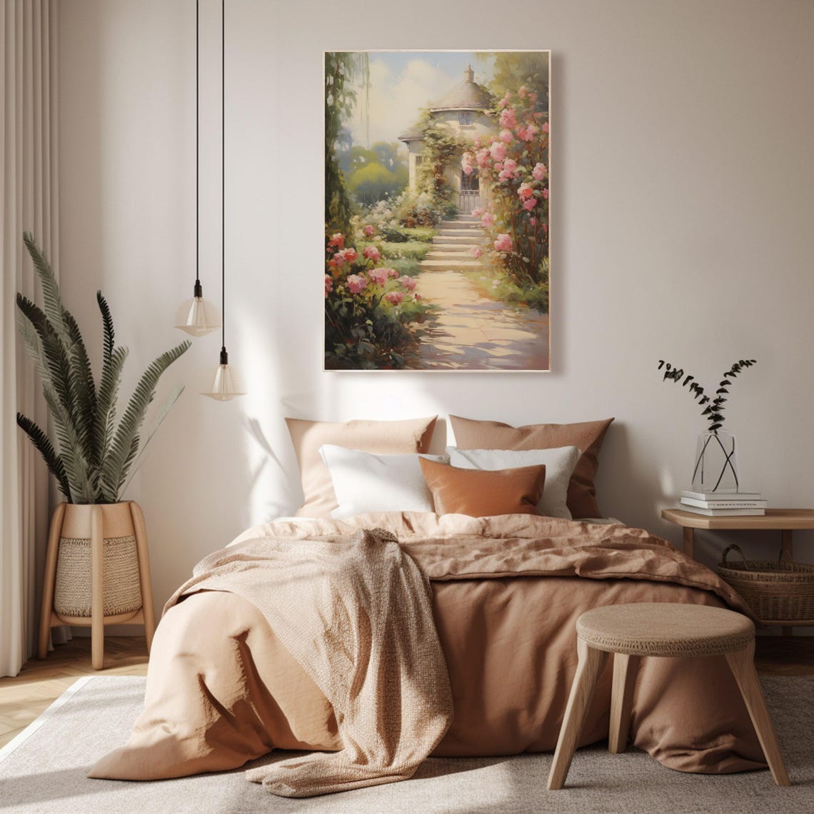 Cottage Rose Garden , Printable Wall Art, Summer Garden, Cottage ...