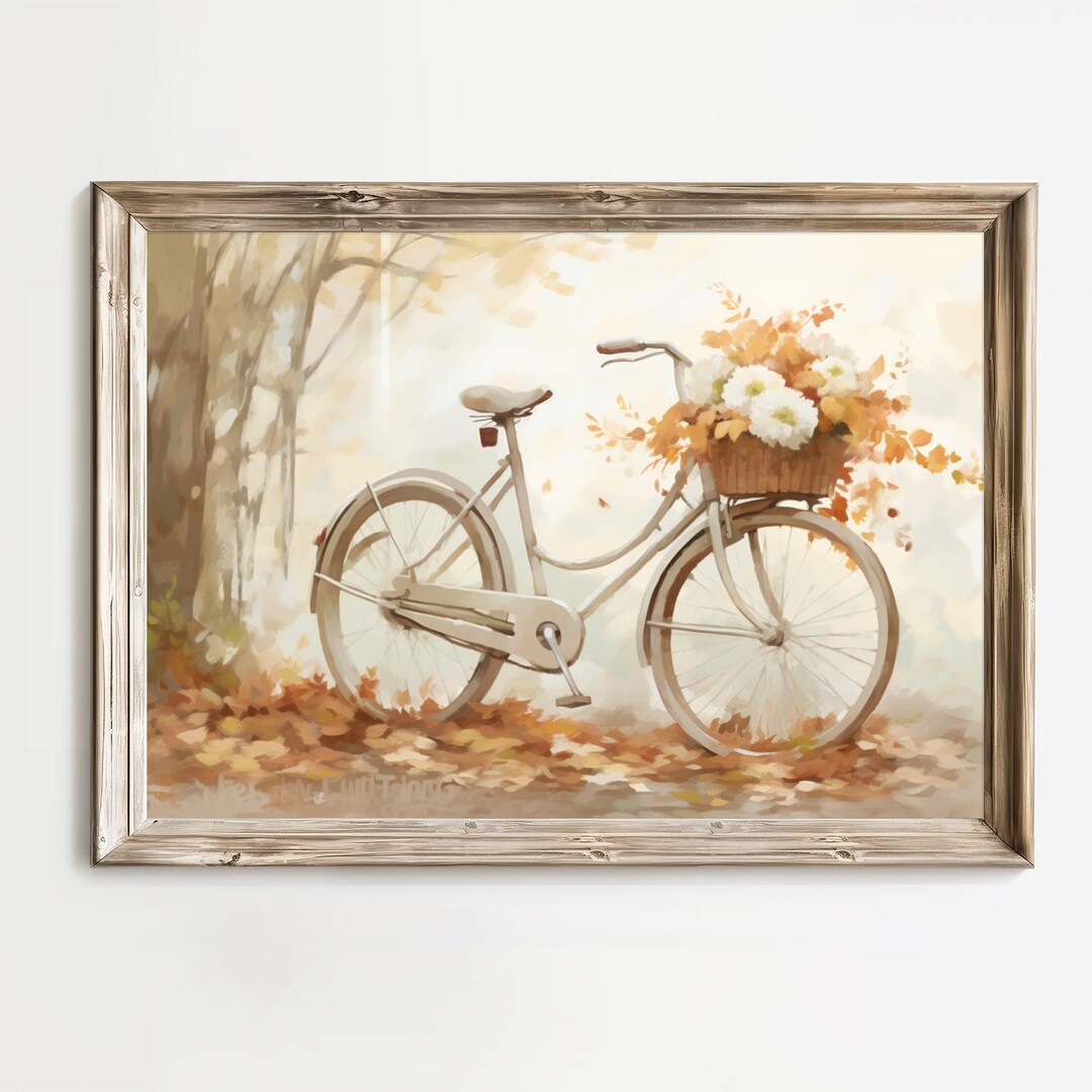Vintage Florist Bike With Flower Basket in Autumn Digital Download ...