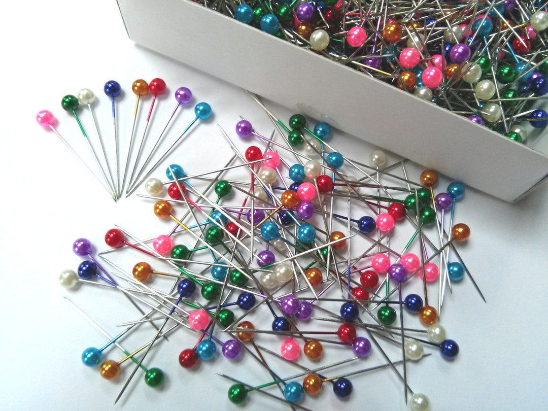 1000 Multi-colored Pearl Craft Pins: 1-1/8