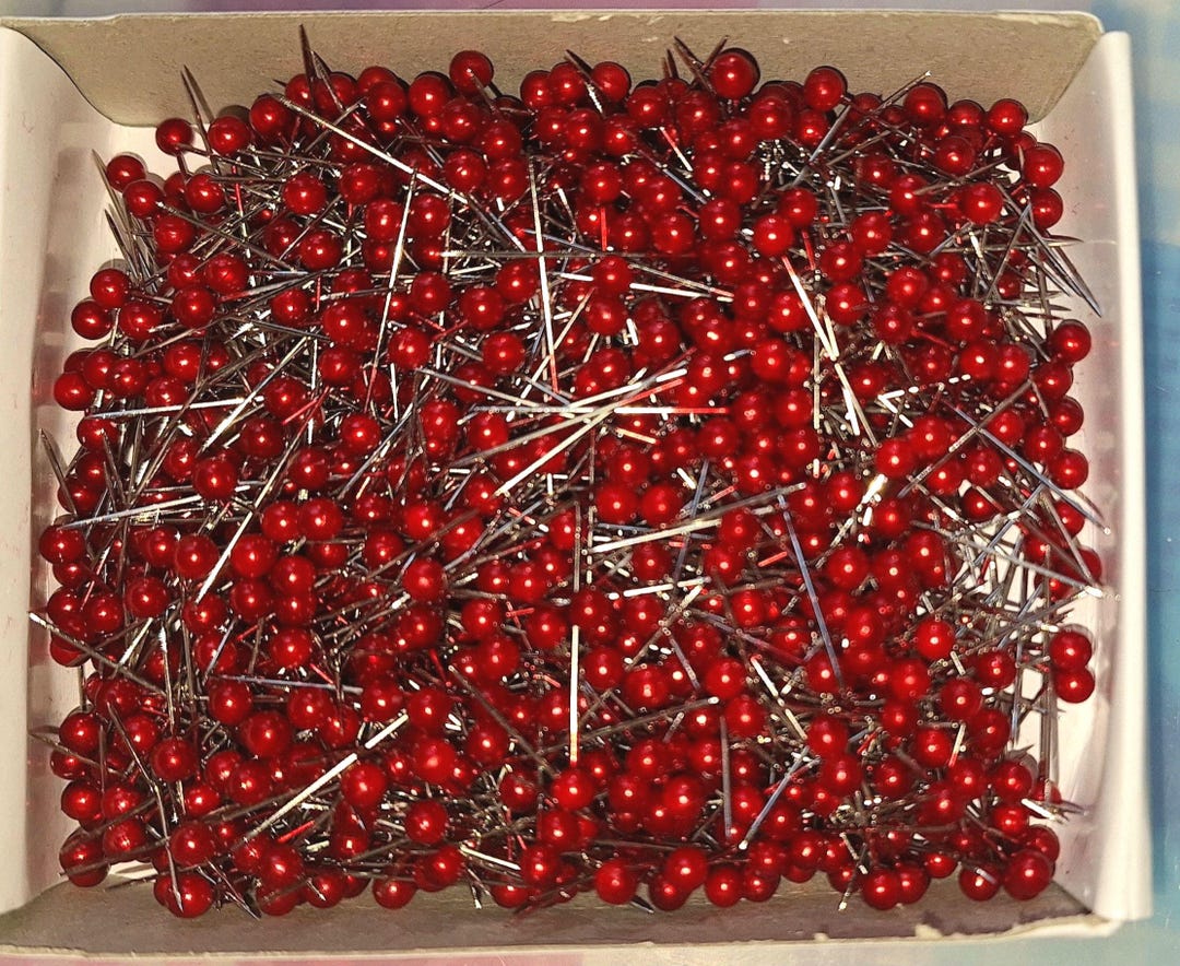 1000 Red Pearl Head Pins - 1" Shaft Length - 4mm Round Heads - FREE USA ...