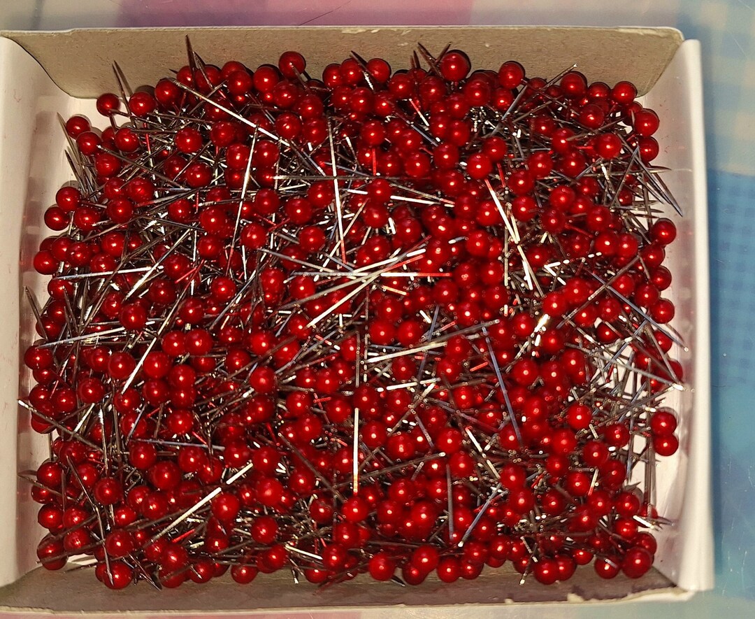 1000 Red Pearl Head Pins 1 Shaft Length 4mm Round Heads FREE USA ...