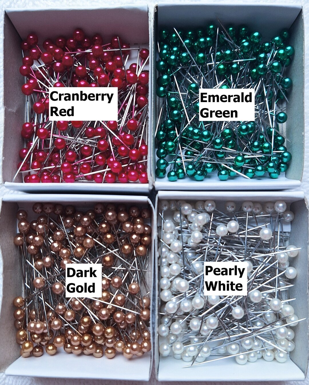Pearl Head Craft Pins SHARP Hobby Pins - Cranberry Red, White Pearl ...
