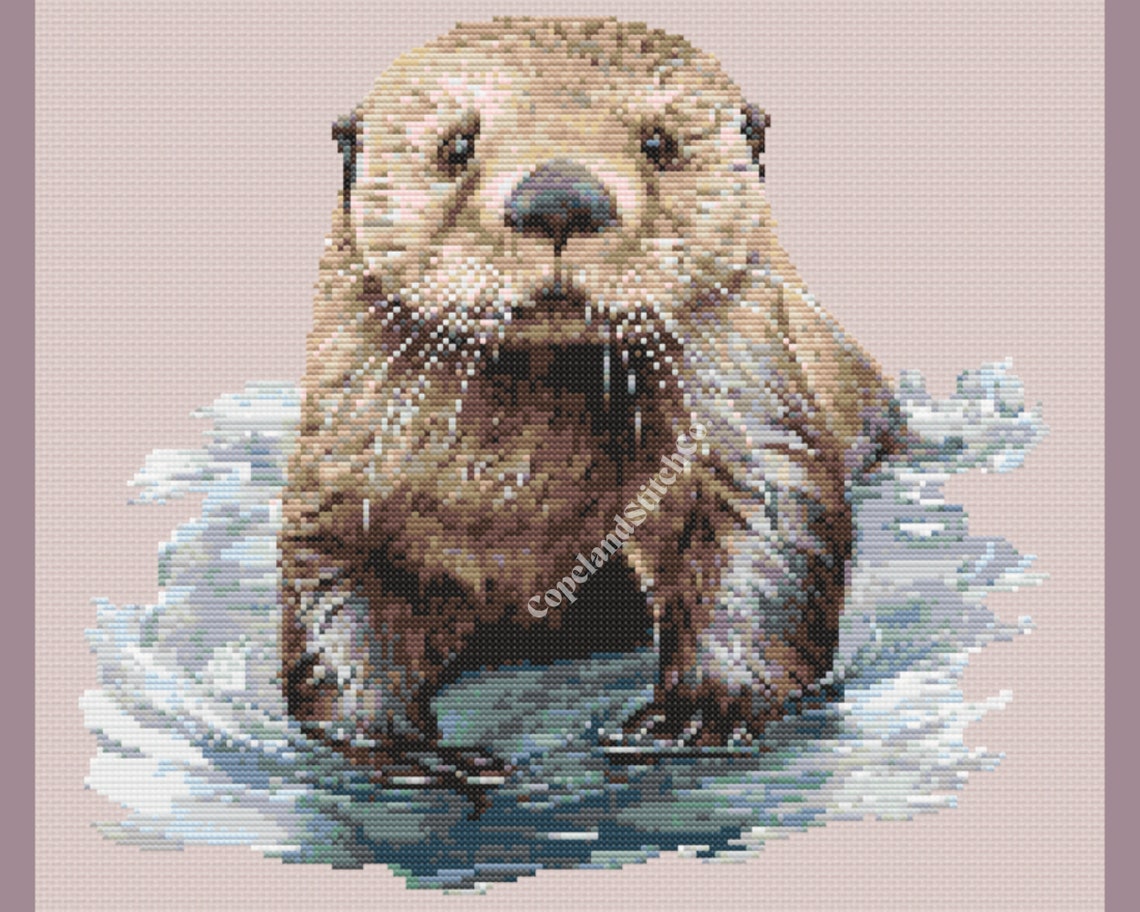 Cute Otter Cross Stitch Pattern, Instant PDF Download Pixel Art ...