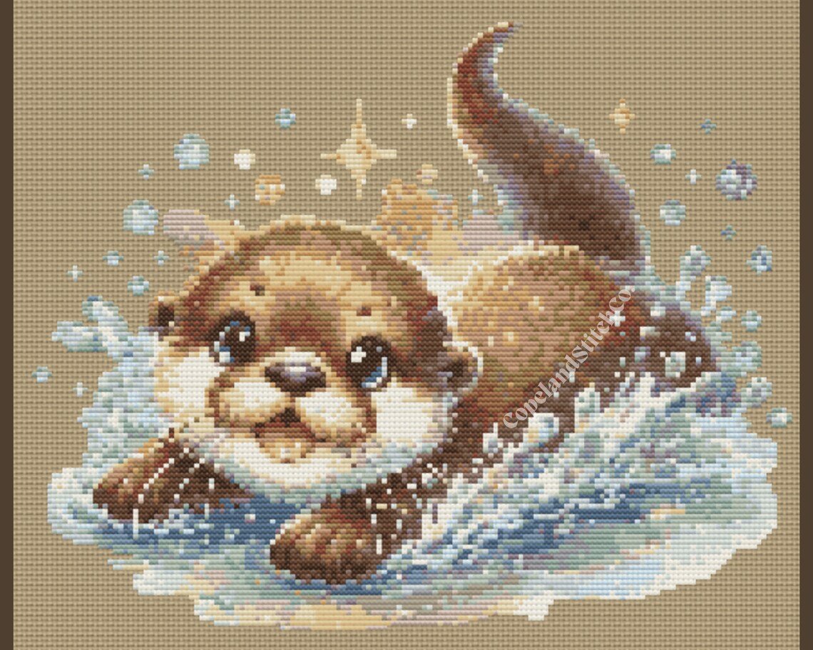 Cute Otter Cross Stitch Pattern, Instant PDF Download Pixel Art ...