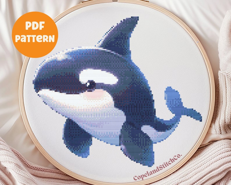 Cute Orca Whale Cross Stitch Pattern, Instant PDF Download - Pixel Art ...