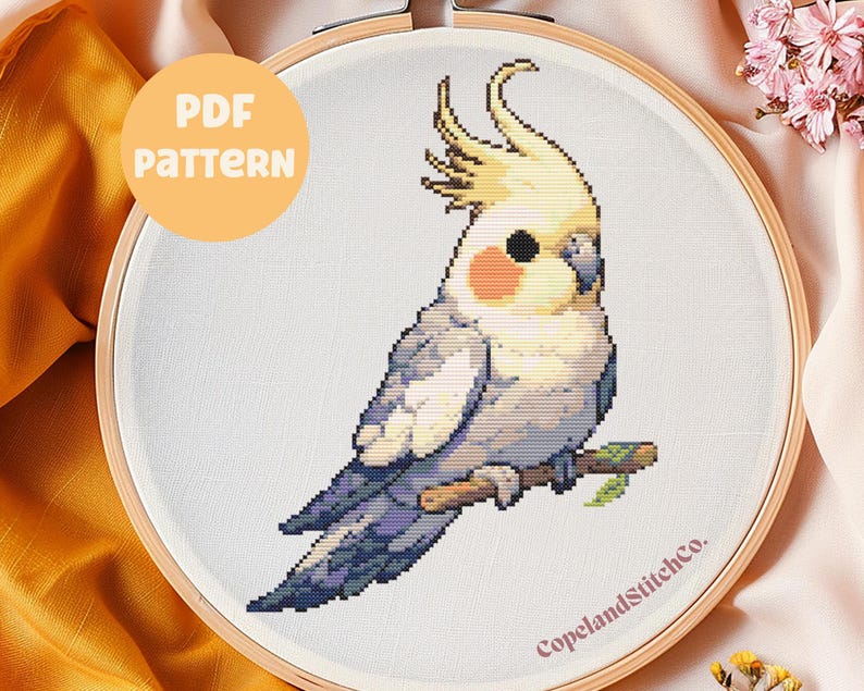Cute Cockatiel Cross Stitch Pattern, Instant PDF Download - Pixel Art ...