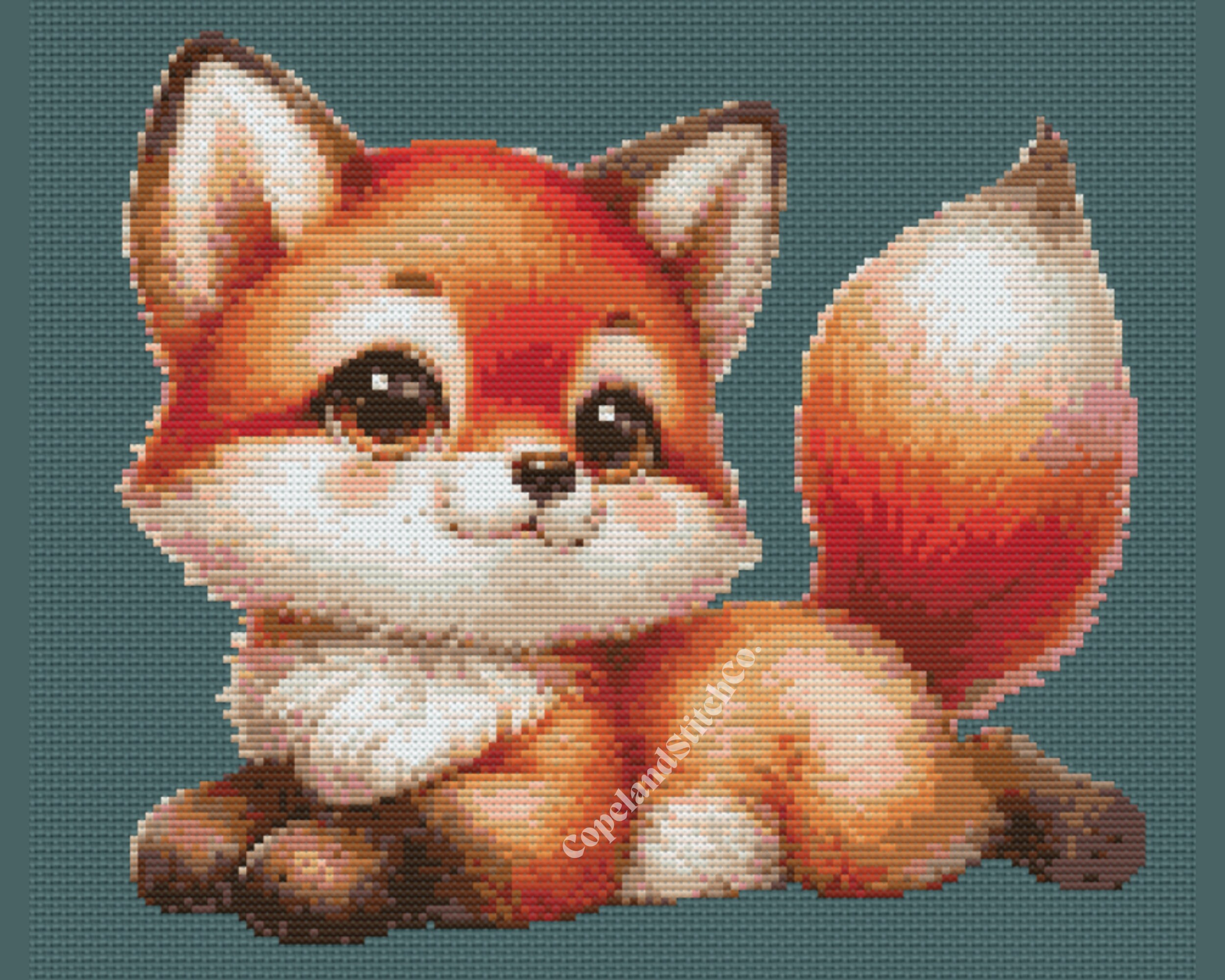 Cute Fox Cross Stitch Pattern, Instant PDF Download Pixel Art Fox ...