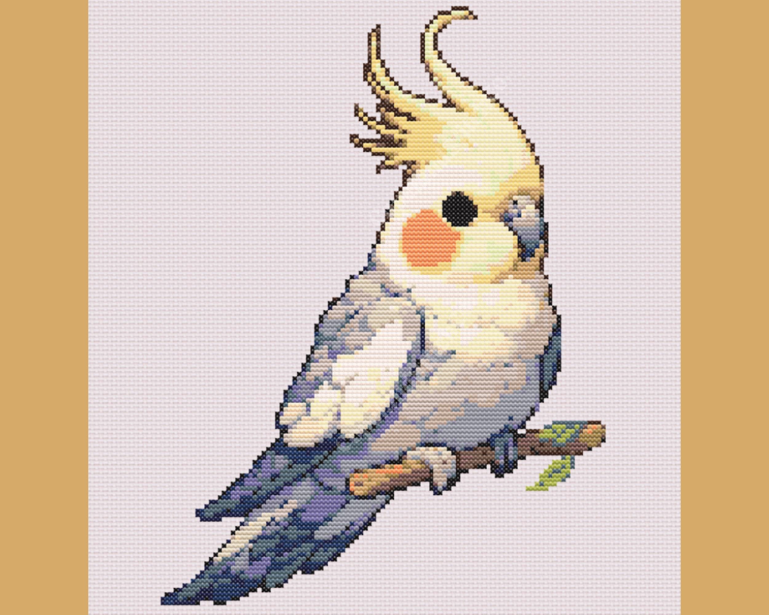 Cute Cockatiel Cross Stitch Pattern, Instant PDF Download - Pixel Art ...