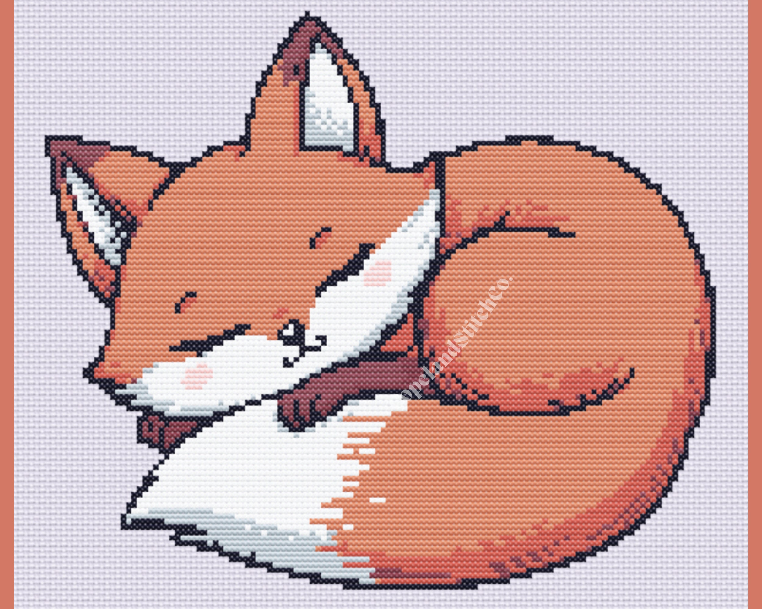 Kawaii Fox Cross Stitch Pattern, Instant PDF Download Pixel Art Fox, Watercolor Cross Stitch ...