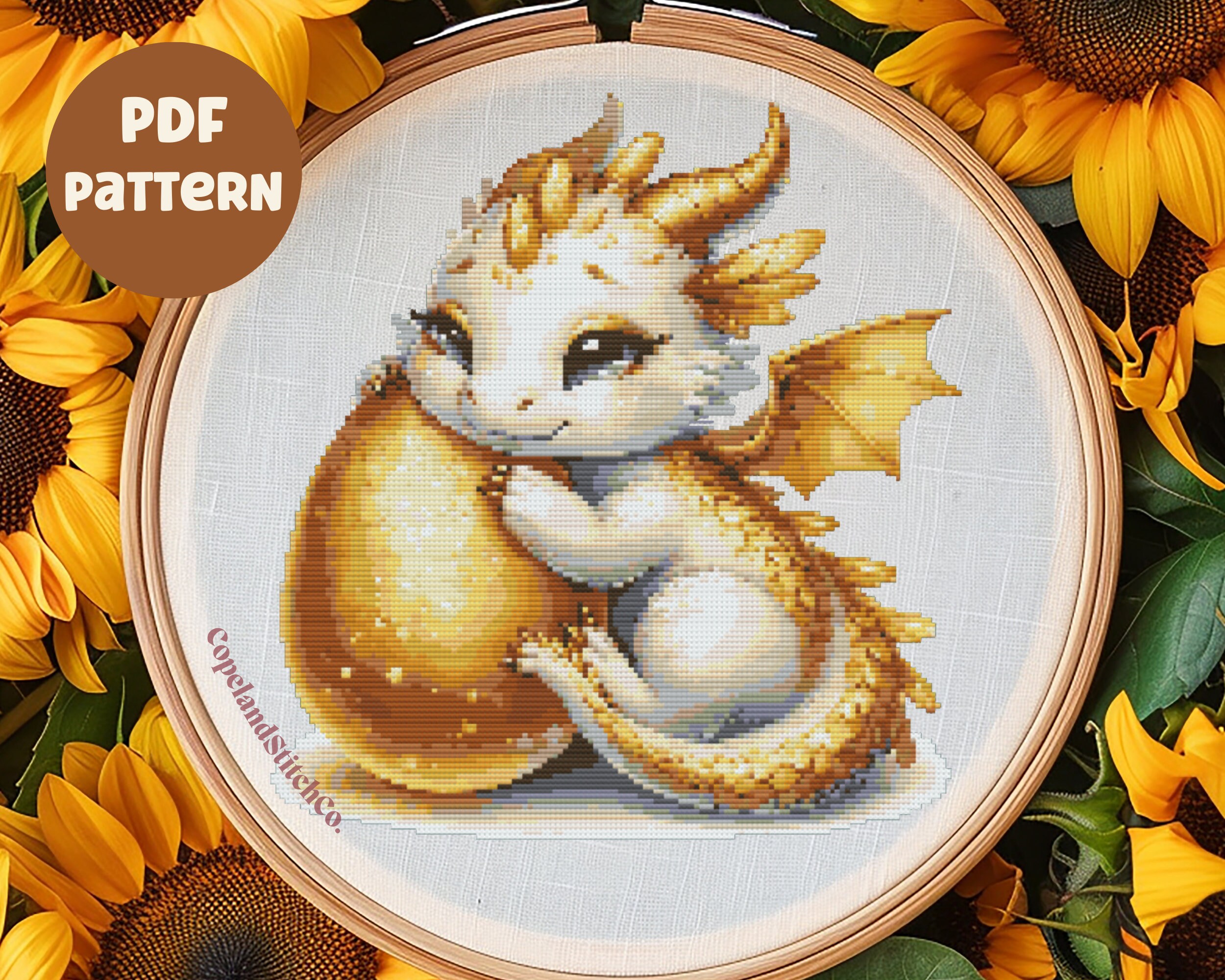 Baby Golden Dragon Cross Stitch Pattern PDF Download, Dragon Counted ...
