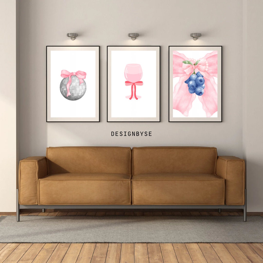 Pink Bows Set of 3 Posters,coquette Aesthetic Posters,girly Wall Art ...