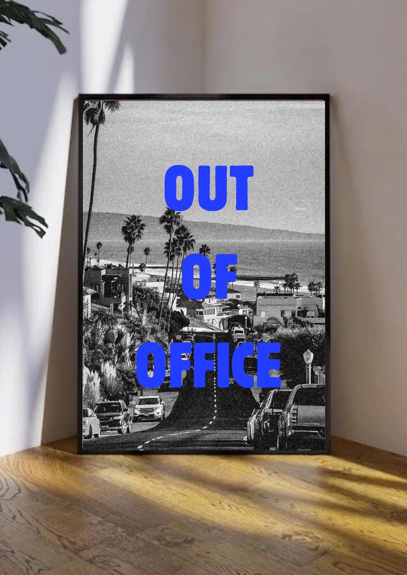 Out of Office Digital Poster, Retro Wall Print, Aesthetic Beachy Poster ...