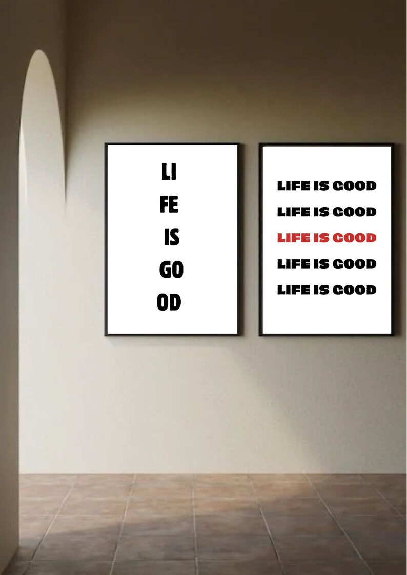 Life is Good Typography Poster, Typo Affirmation , Positive Quote Wall ...