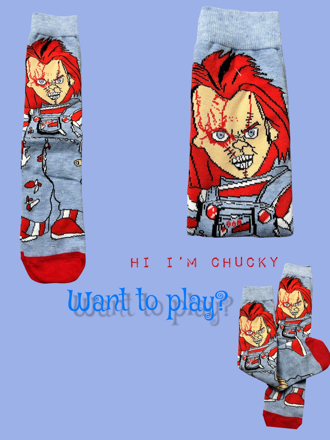 Chucky Doll Socks| - Child's Play - Casual Knit Socks )|| Funky Socks ...