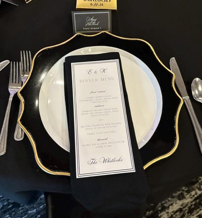 Menu Downloadable Template for Weddings, Events, Birthday Parties Etc ...