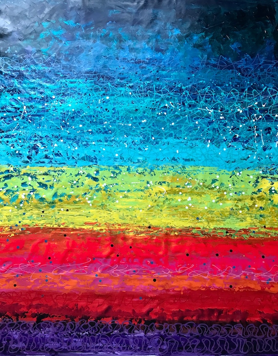Abstract Painting Rainbow Color Art Oversize Canvas Original | Etsy