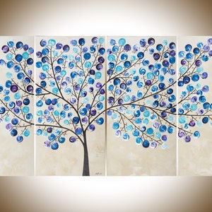 Tree Painting blue painting Original artwork Large abstract | Etsy