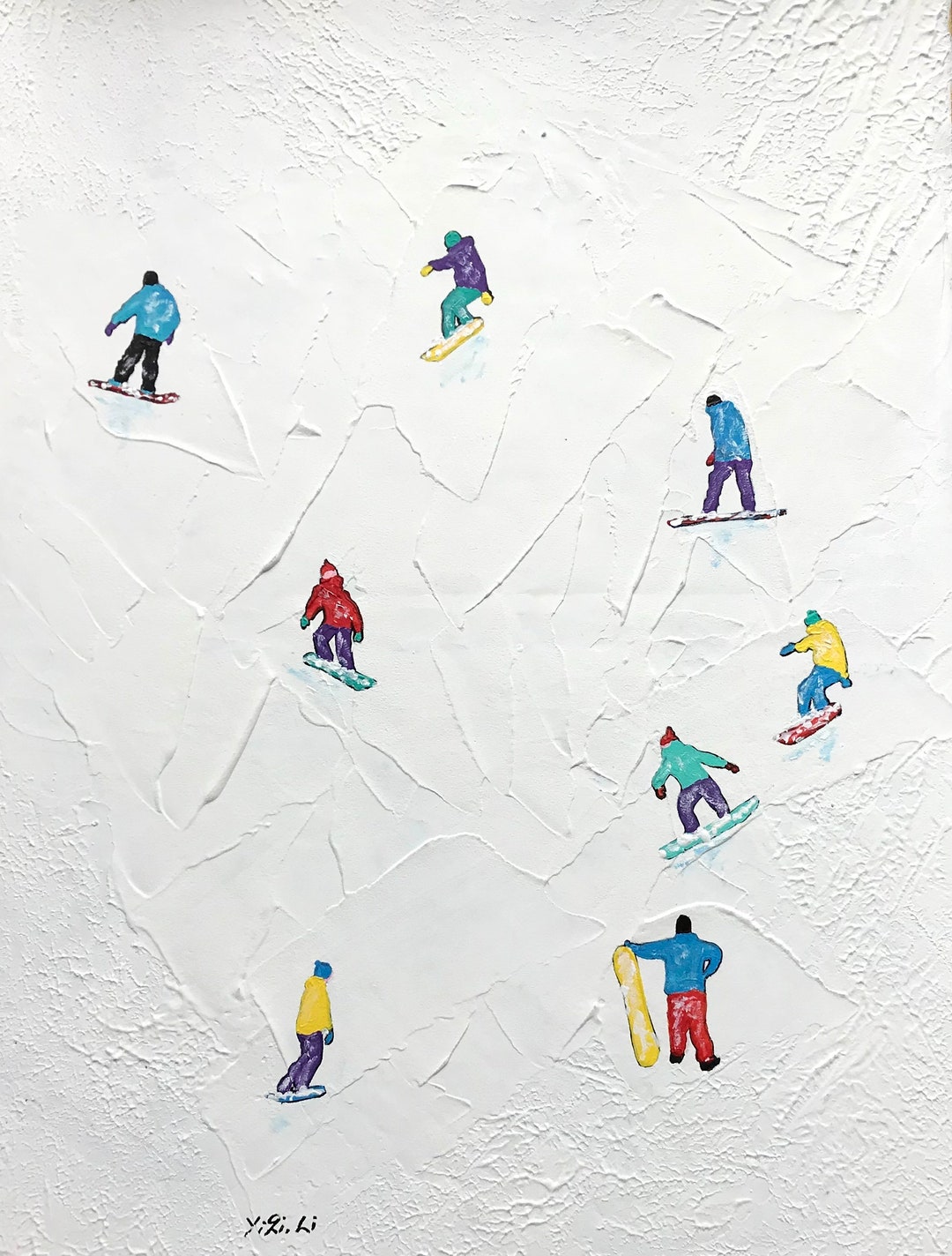 Snowboarding Painting Ski Painting Textured Art Winter Sports - Etsy