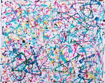 Jackson Pollock Style Blue Abstract Art Original Painting by | Etsy