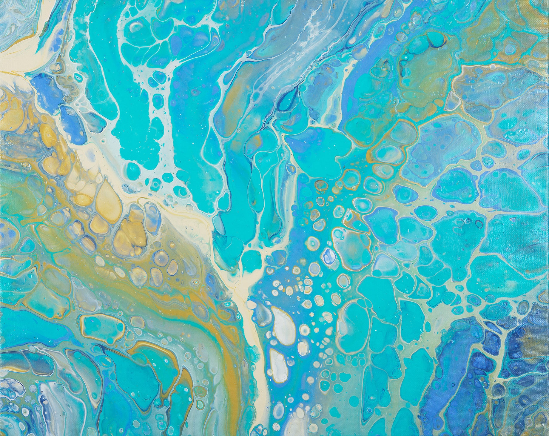 Azul Pintura abstracta azul turquesa obra de arte original - Etsy España