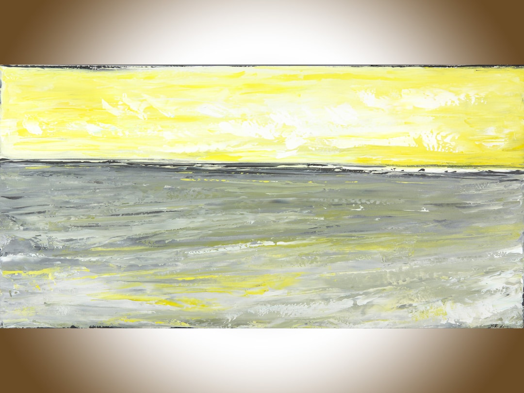 Yellow Grey Abstract Painting Large Wall Art Original Art Painting on ...