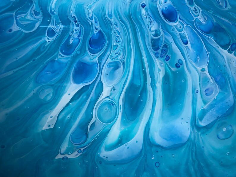 Resin Art Abstract Round Resin Art Blue Acrylic Pour Painting - Etsy